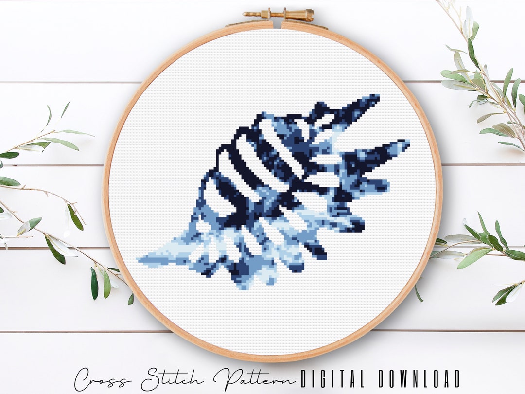 Sea Shell Cross Stitch Pattern, Ocean Waves Counted Cross Stitch ...