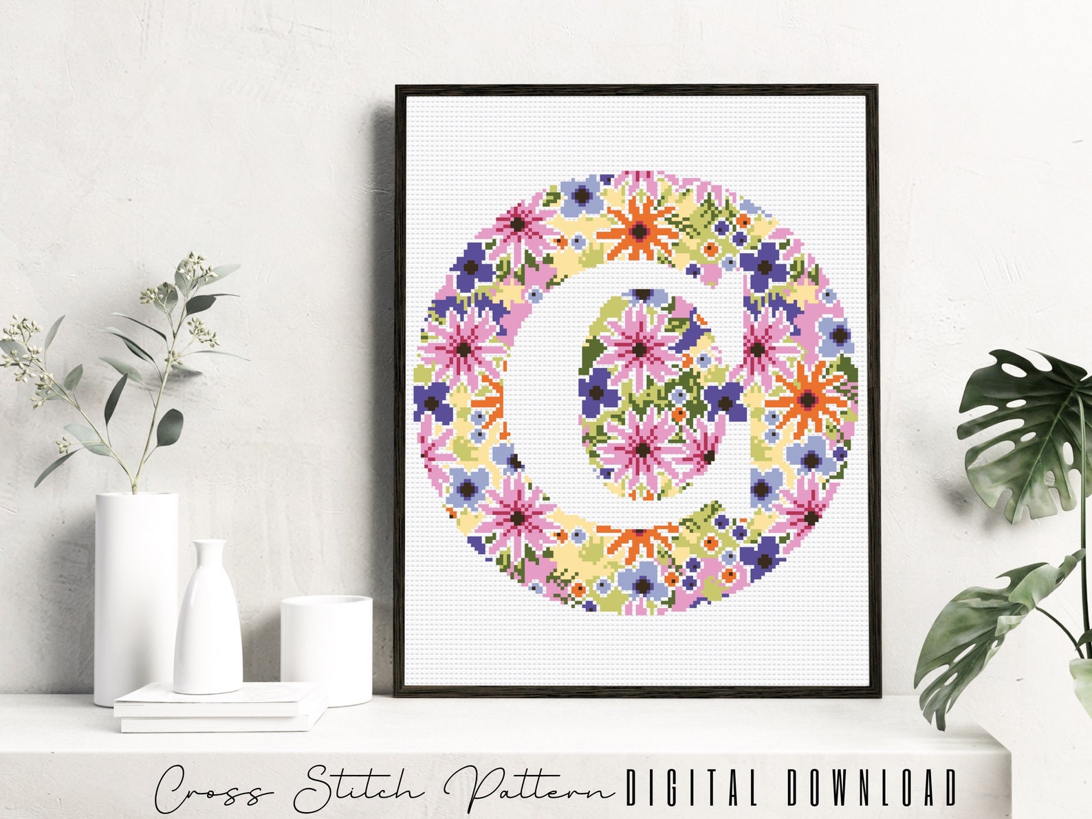 Letter C Cross Stitch Alphabet Pattern Modern Monogram - Etsy