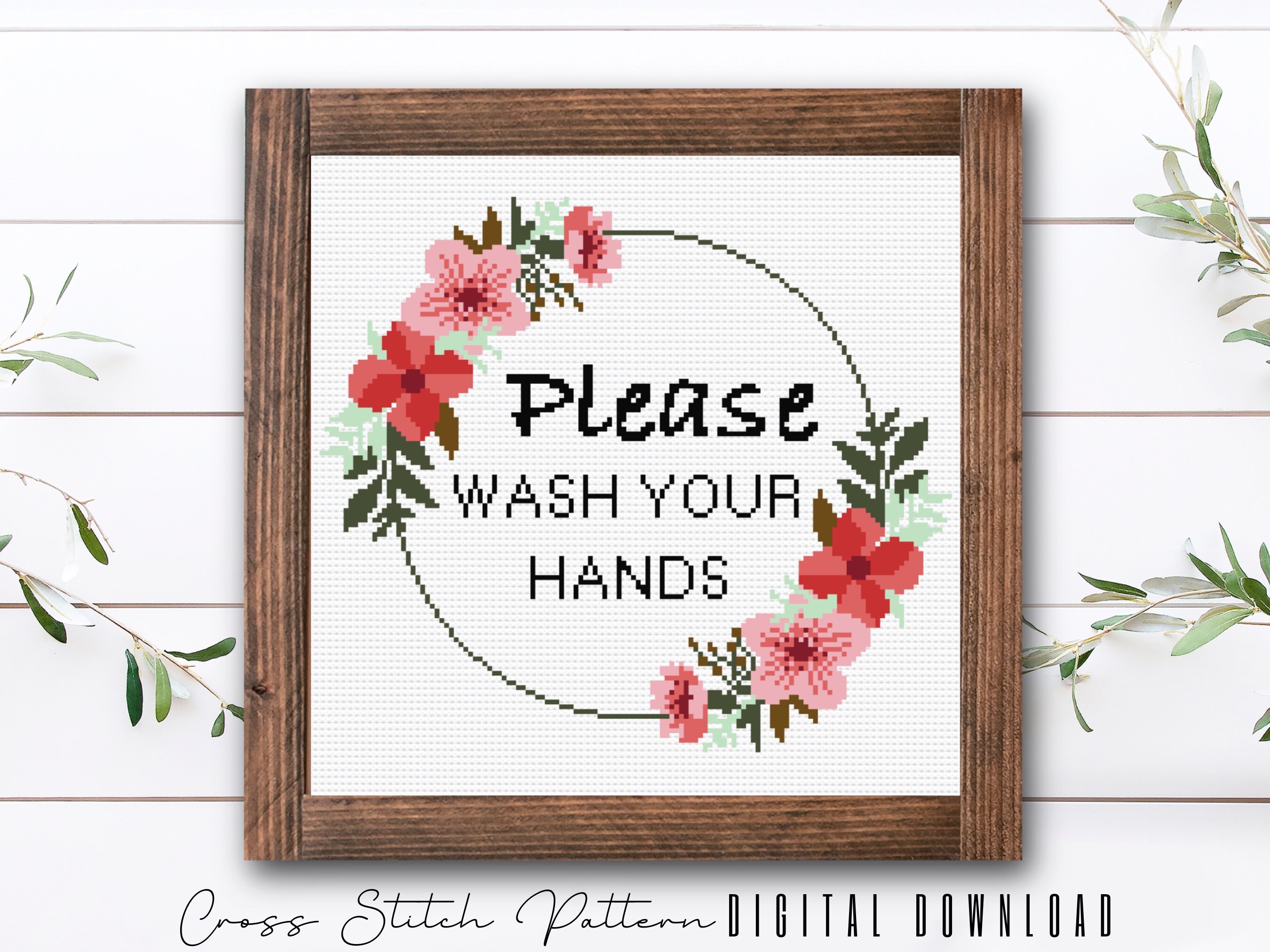 Wash Your Hands Cross Stitch Pattern Bathroom Cross Stitch - Etsy