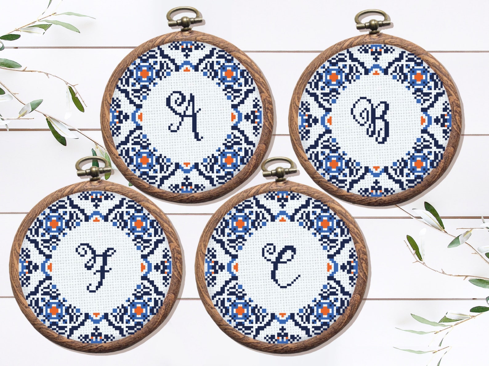 Monogram Cross Stitch Pattern: Easy Initial Embroidery (digital ...