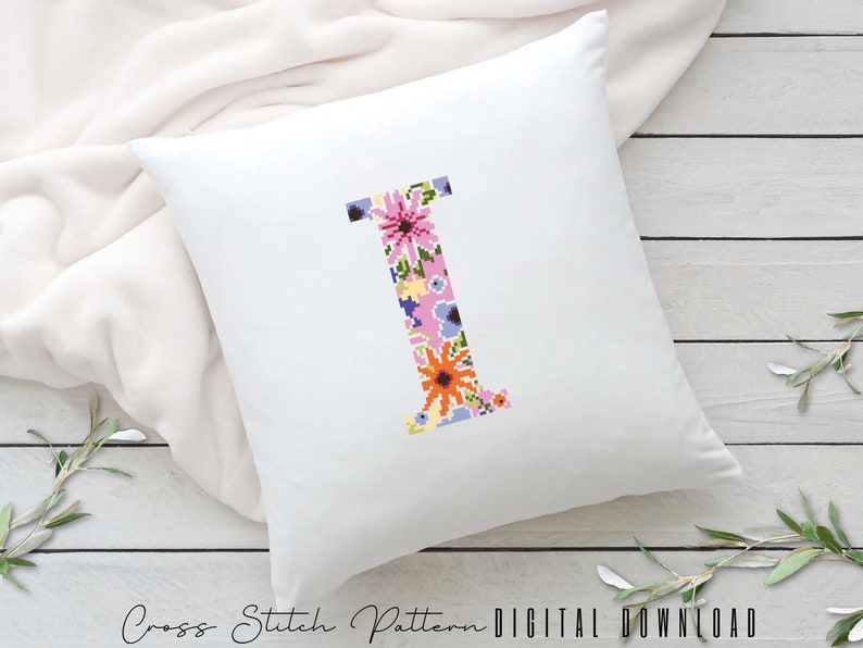 Letter I Cross Stitch Alphabet Pattern Modern Monogram - Etsy