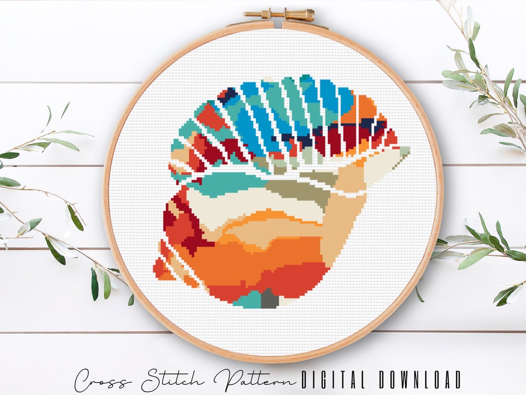 Modern Sea Life Cross Stitch Pattern, Sea Shell Cross Stitch, Ocean ...