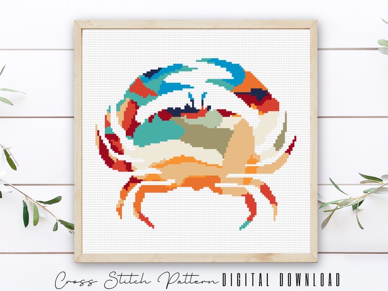 Modern Sea Life Cross Stitch Pattern Modern Crab Cross - Etsy