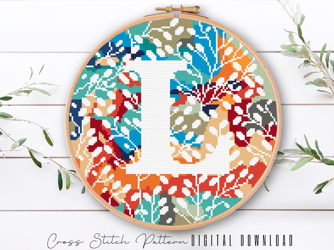 Letter L Cross Stitch Pattern: Modern Floral Monogram (digital Download ...
