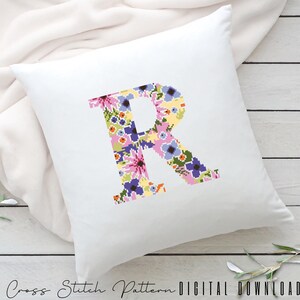 Letter R, Cross Stitch Alphabet Pattern, Modern Monogram, Counted Cross ...