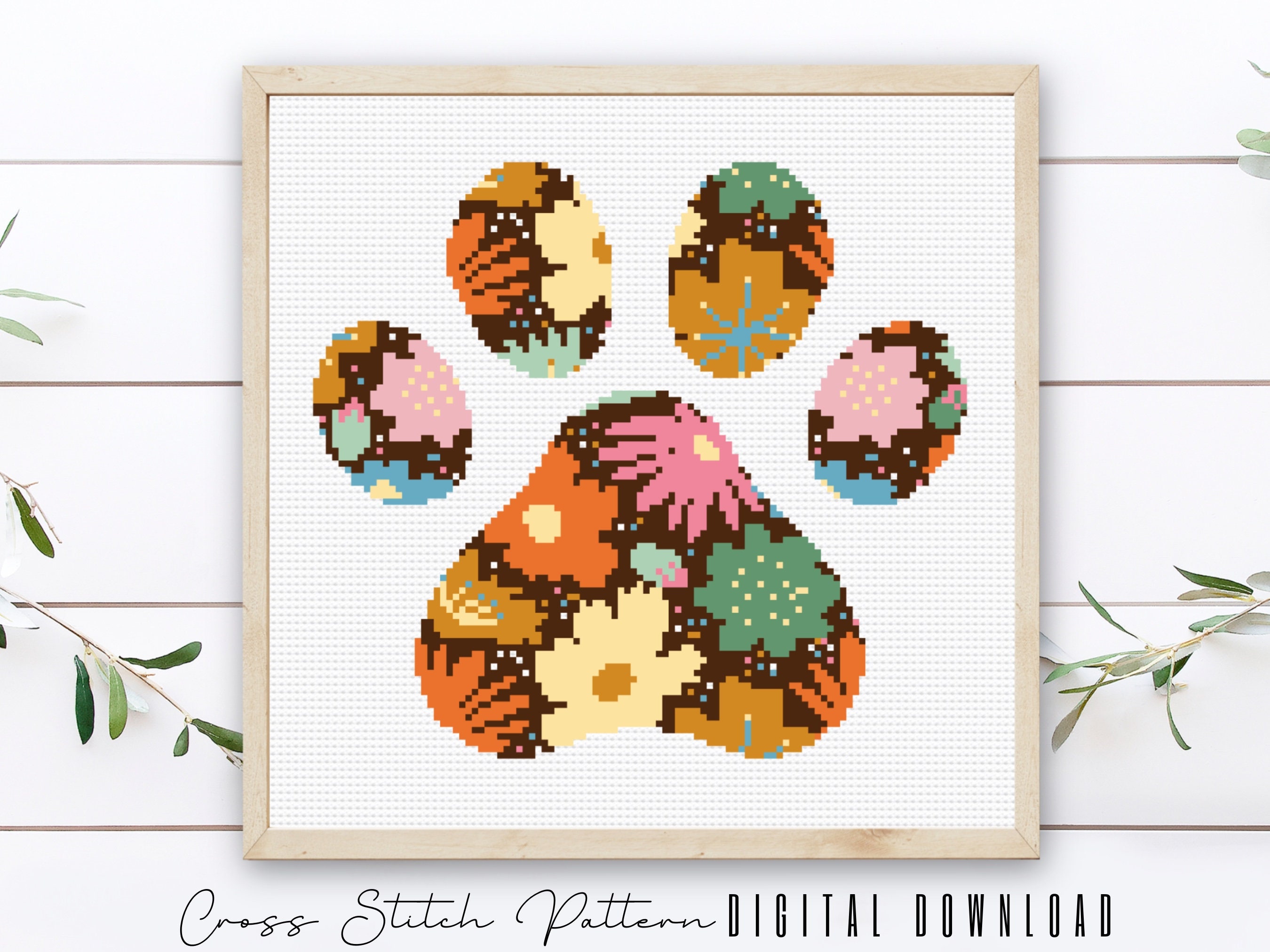 Dog Paw Cross Stitch Pattern Silhouette Counted Cross Stitch - Etsy