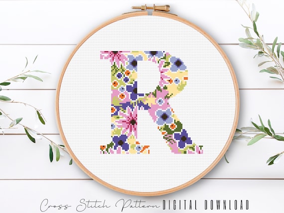 Letter R Cross Stitch Alphabet Pattern Modern Monogram - Etsy