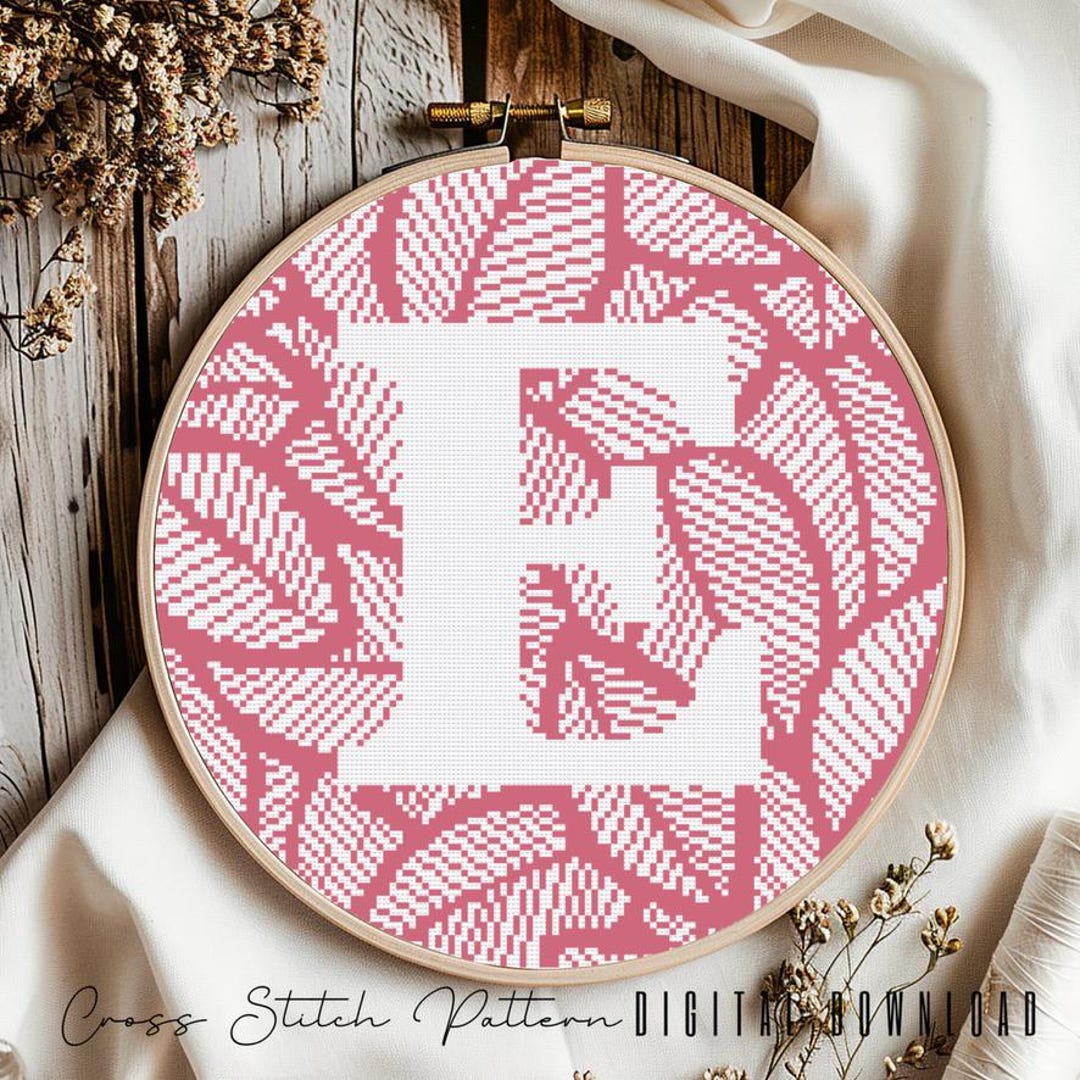 Letter E, Cross Stitch Alphabet Pattern, Modern Monogram, Counted Cross ...