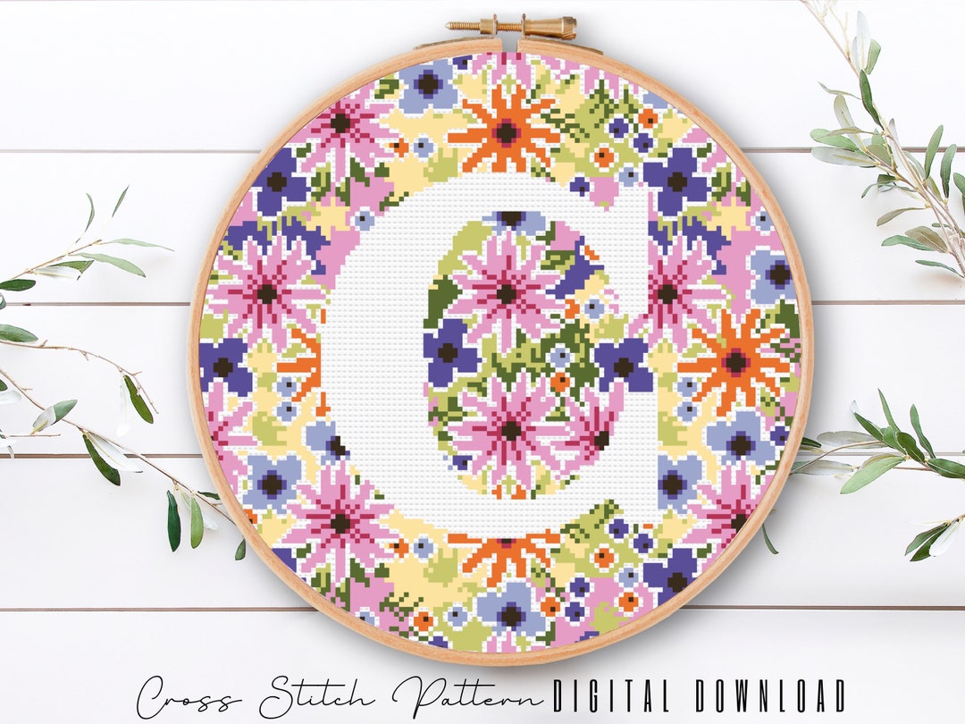 Letter C Cross Stitch Alphabet Pattern Modern Monogram - Etsy