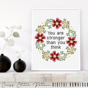Inspirational Cross Stitch Pattern, Counted Cross Stitch Quote, Modern ...
