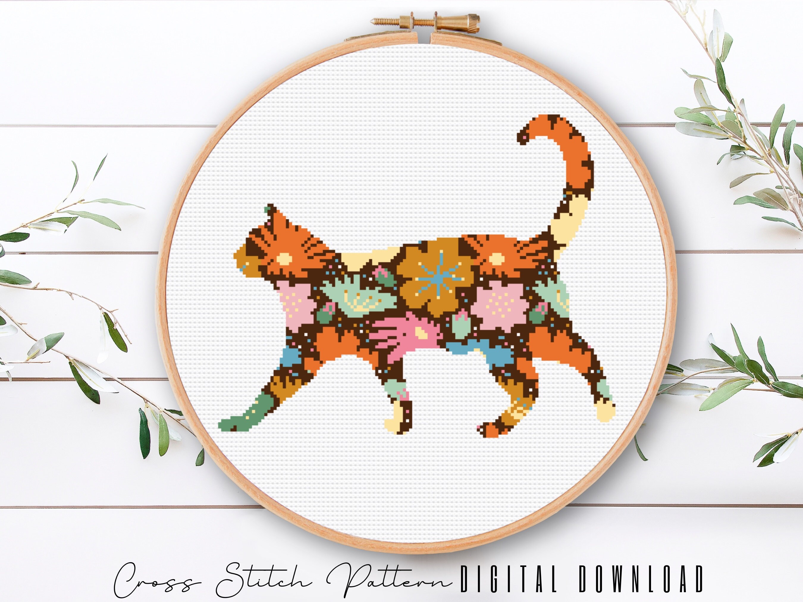 Cat Cross Stitch Pattern Animal Silhouette Counted Cross - Etsy
