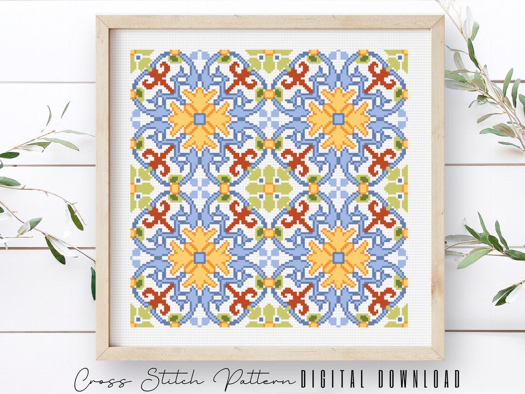 Modern Cross Stitch Pattern, Counted Cross Stitch Sampler, Tile ...