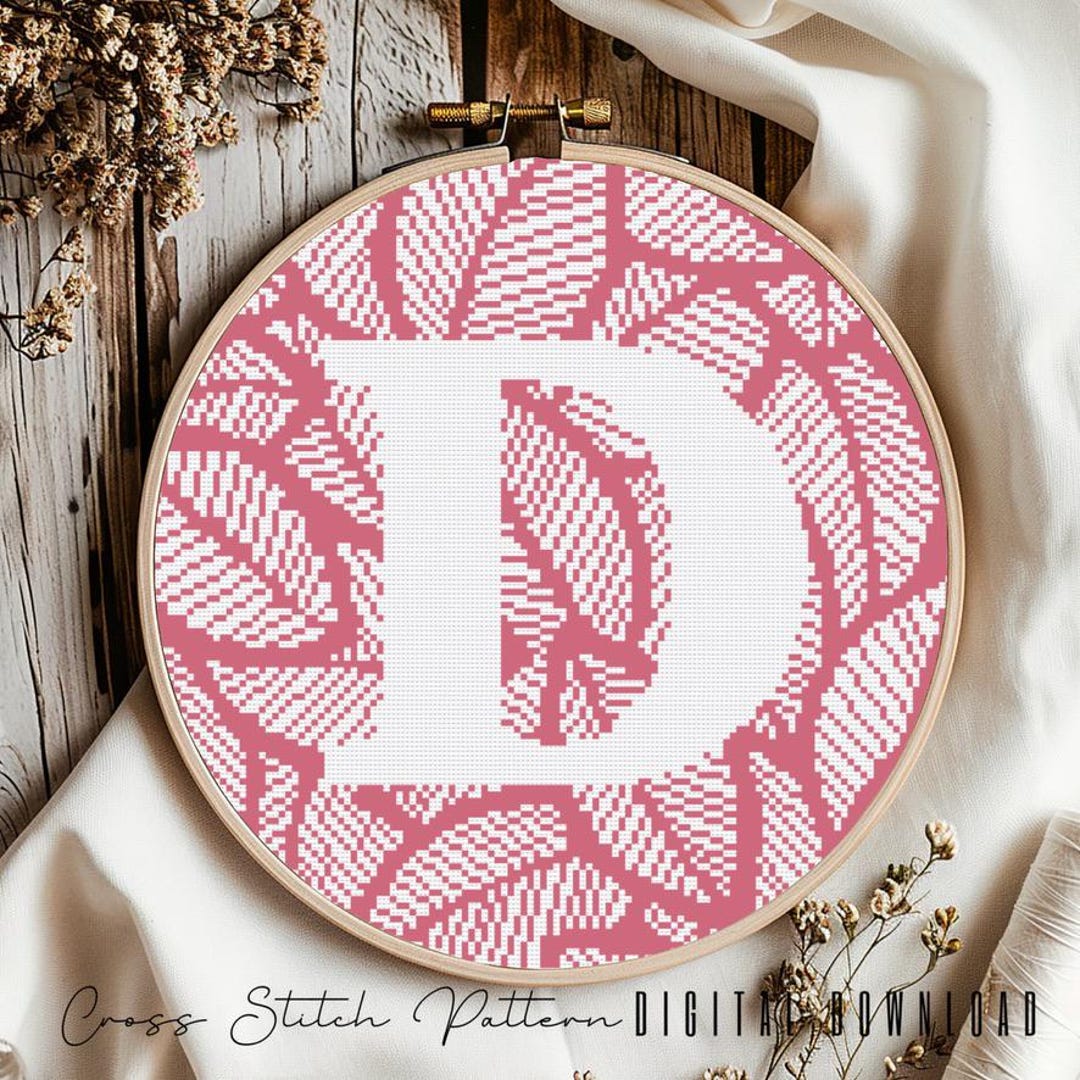 Letter D Cross Stitch Pattern: Modern Monogram Embroidery (digital ...