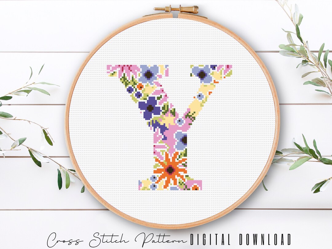 Letter Y, Cross Stitch Alphabet Pattern, Modern Monogram, Counted Cross ...