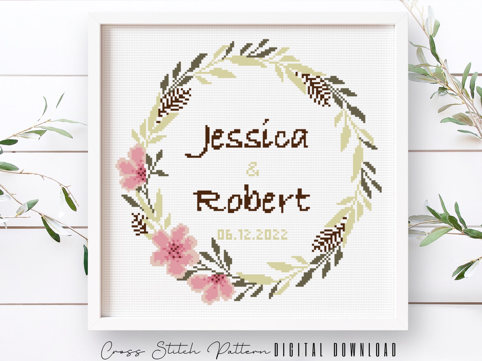 Wedding Modern Cross Stitch Pattern Personalized Counted - Etsy