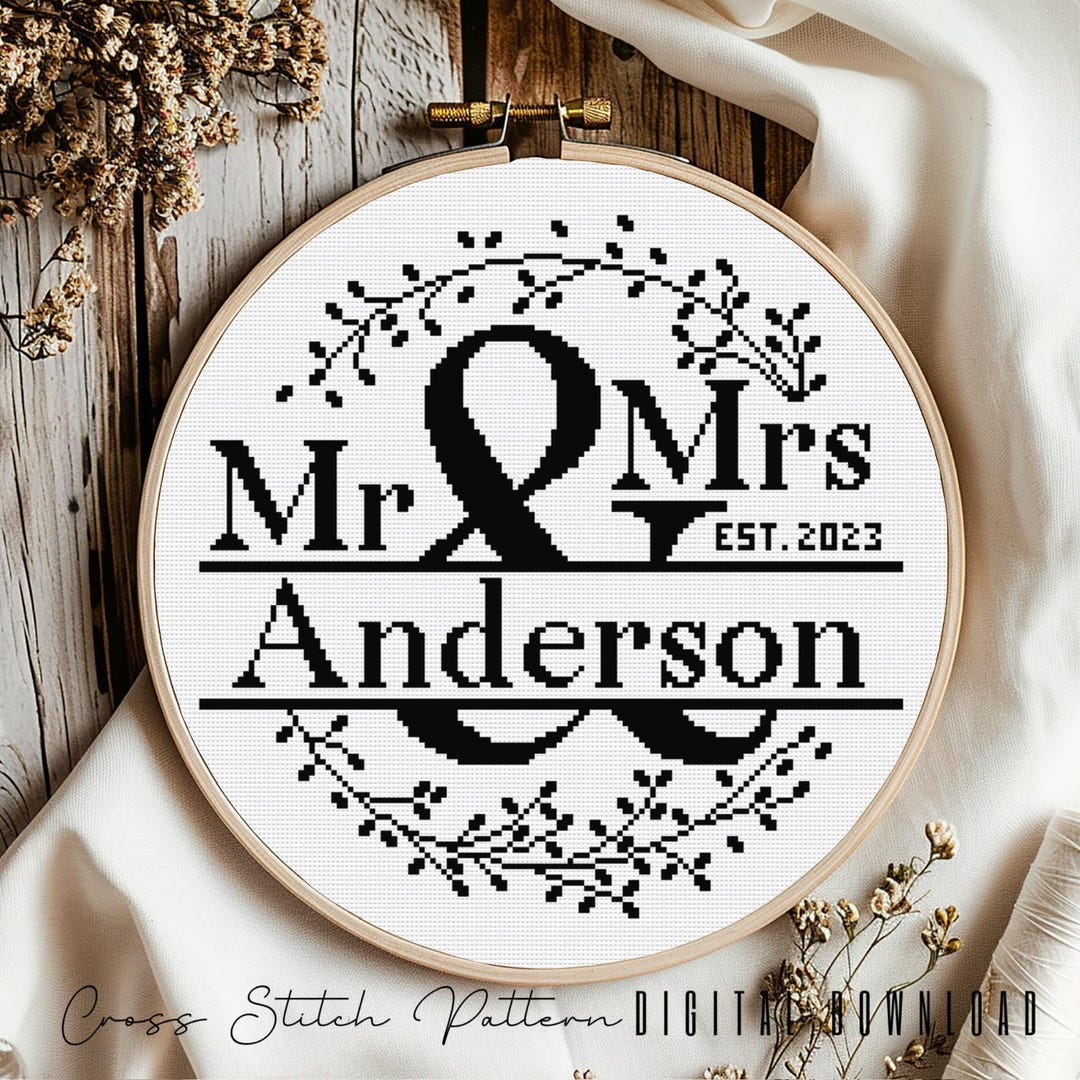 Wedding Modern Cross Stitch Pattern, Personalized Counted Cross Stitch ...