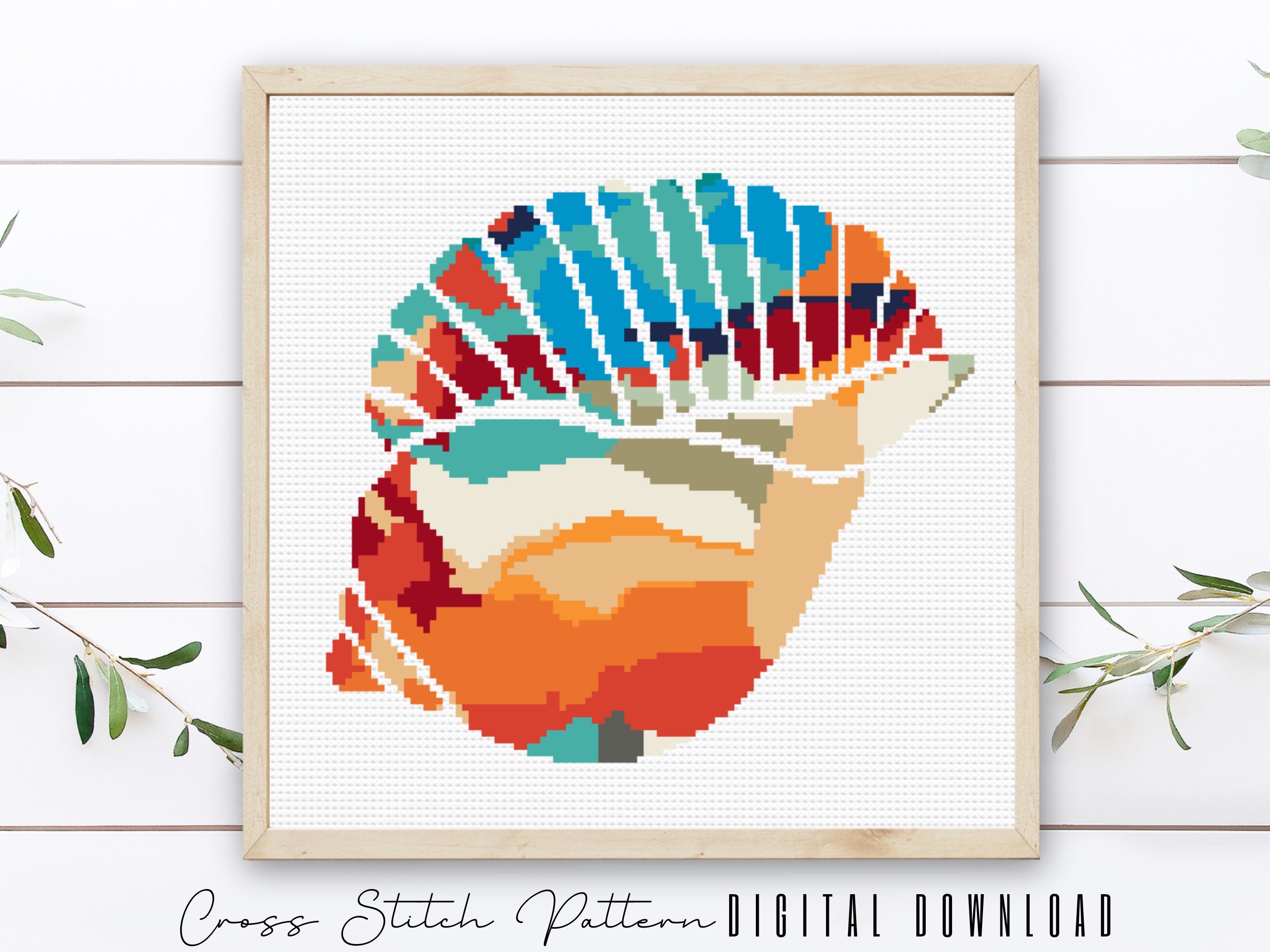 Modern Sea Life Cross Stitch Pattern Sea Shell Cross Stitch - Etsy