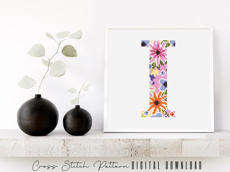 Letter I Cross Stitch Alphabet Pattern Modern Monogram - Etsy