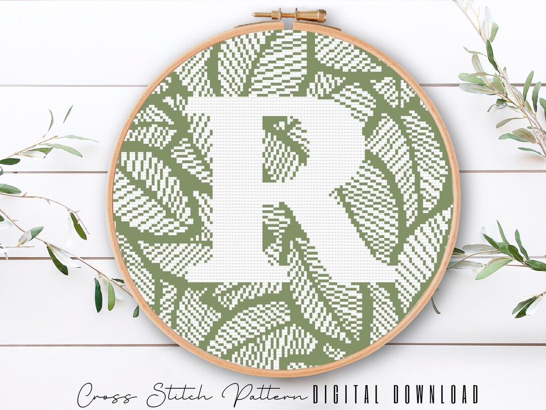 Letter R, Cross Stitch Alphabet Pattern, Modern Monogram, Counted Cross ...