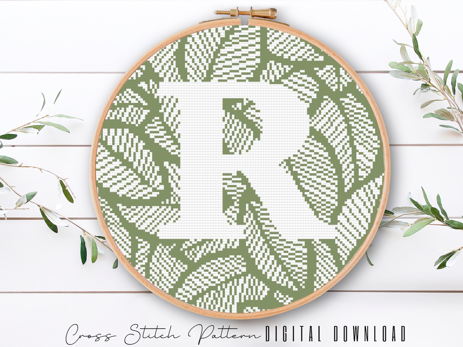 Letter R Cross Stitch Alphabet Pattern Modern Monogram - Etsy