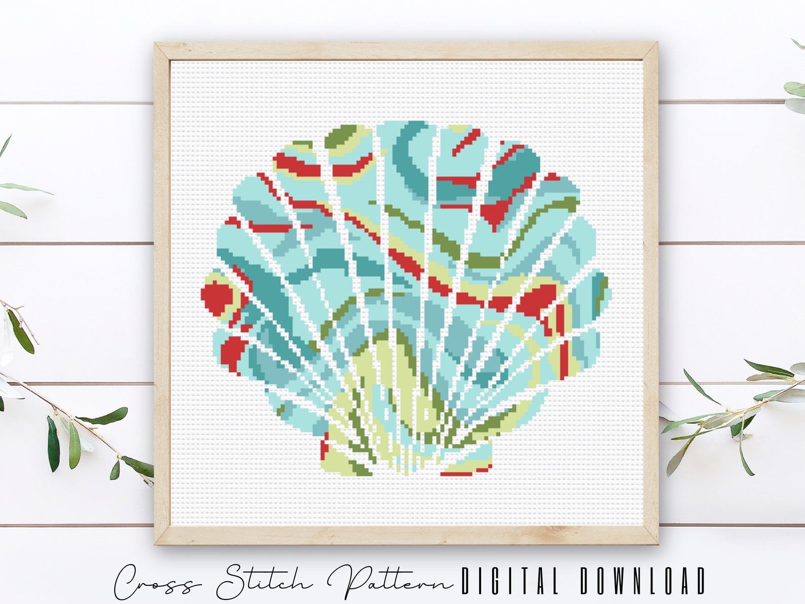 Modern Sea Life Cross Stitch Pattern Sea Shell Cross Stitch | Etsy