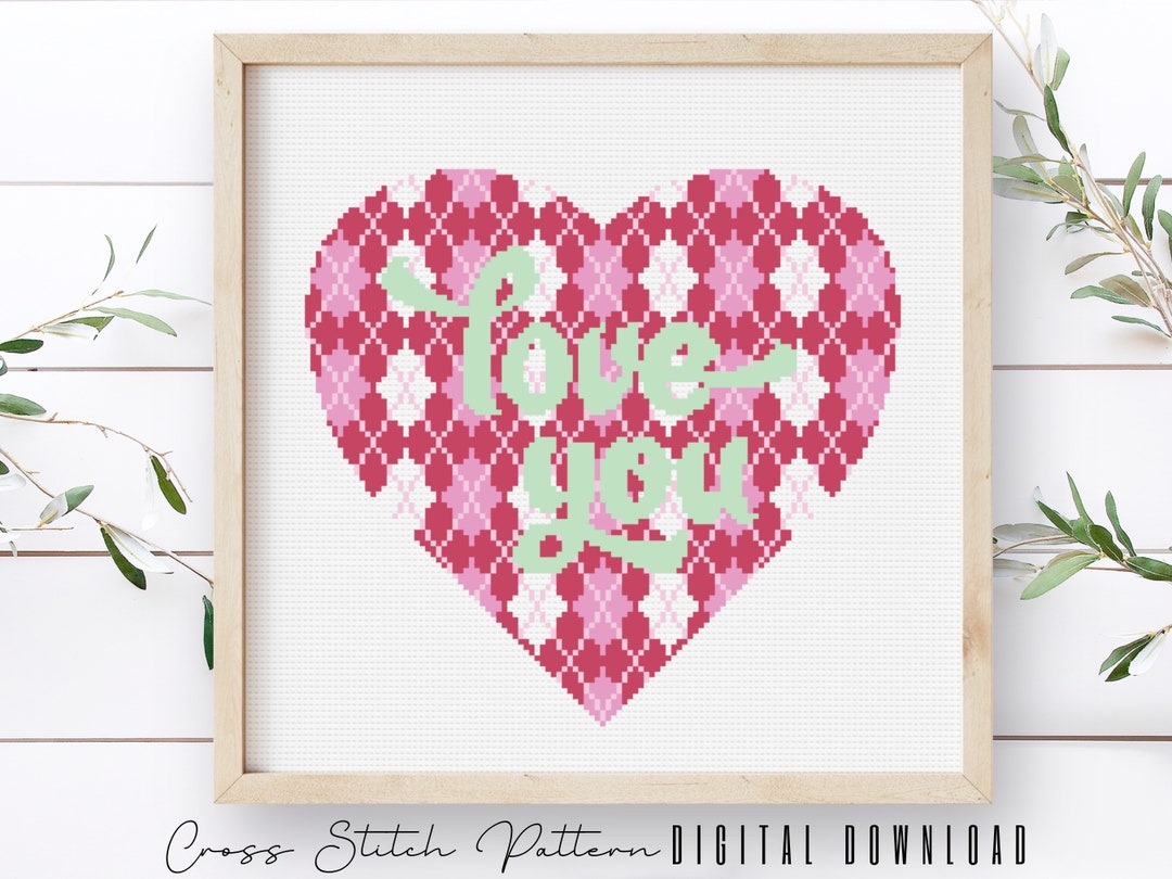 Heart Shape Cross Stitch Pattern, Valentine Counted Cross Stitch ...