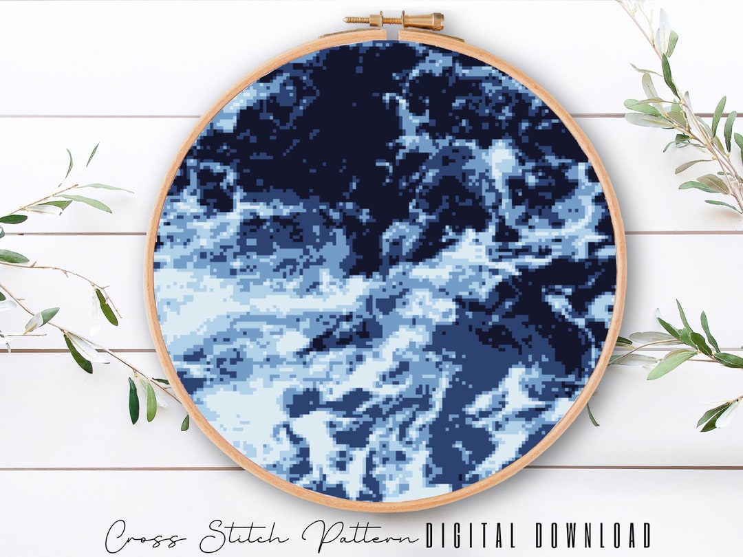 Ocean Waves Cross Stitch Pattern: Modern Beach Embroidery (digital ...