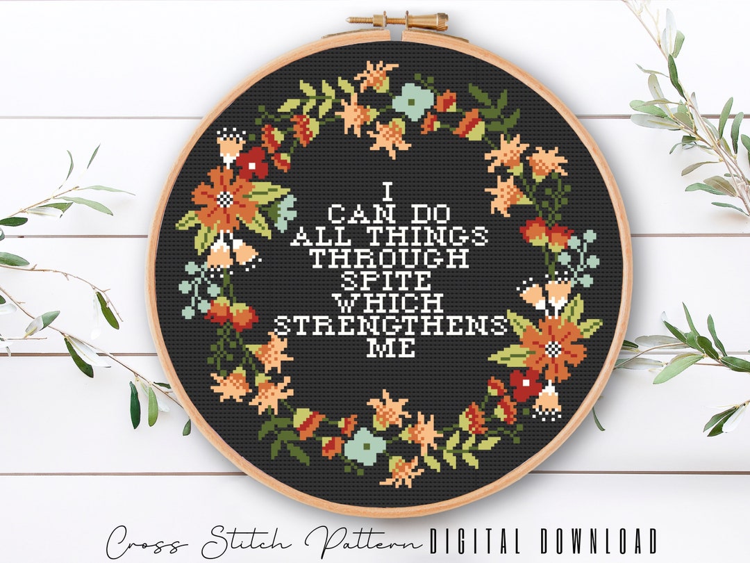 Floral Sassy Cross Stitch Pattern: Feminist Embroidery (digital ...