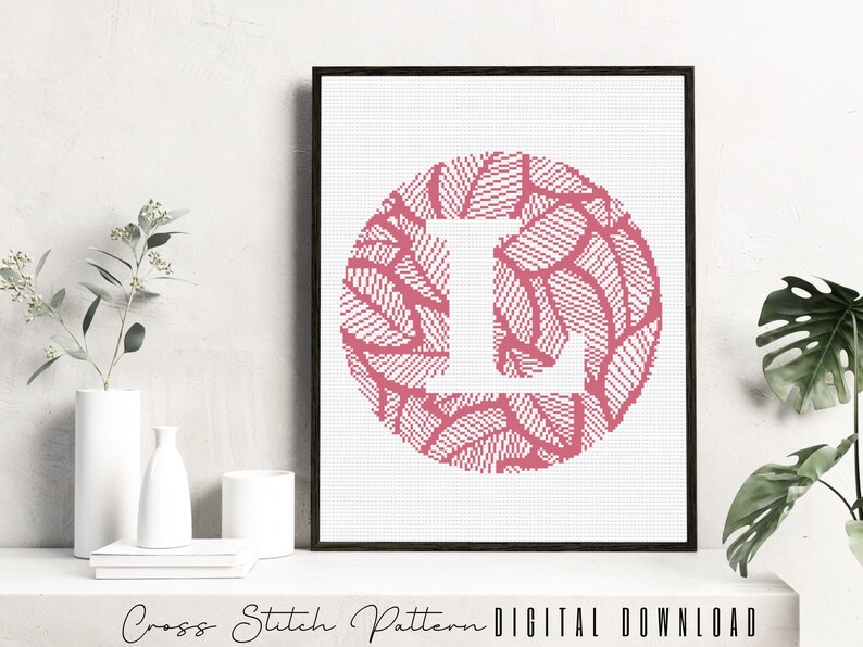 Letter L Cross Stitch Alphabet Pattern Modern Monogram - Etsy