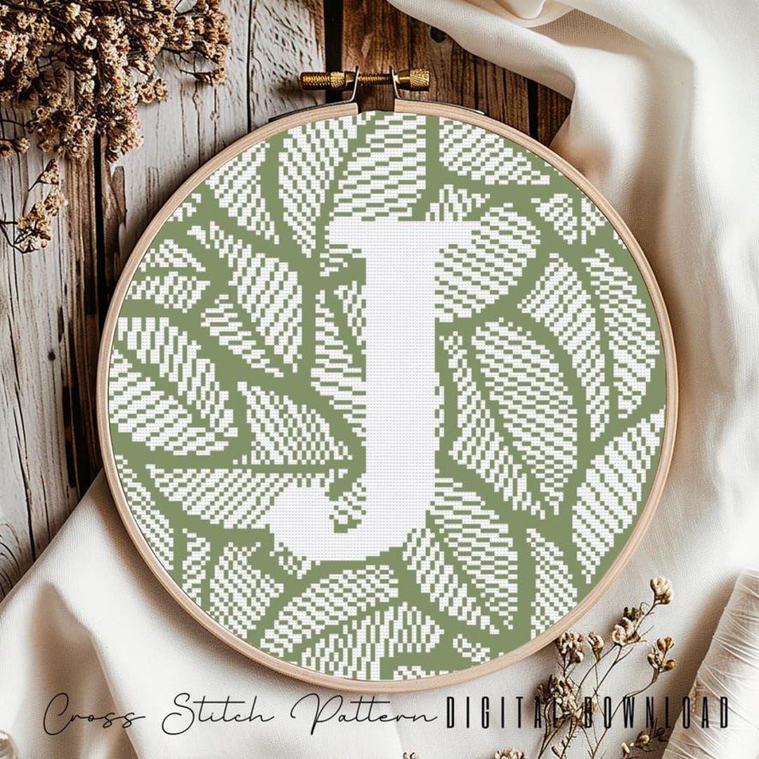 Letter J Cross Stitch Pattern: Modern Floral Monogram (digital Download ...