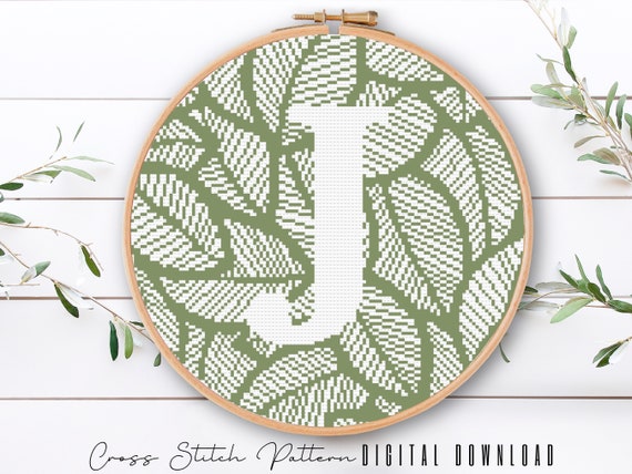 Letter J Cross Stitch Alphabet Pattern Modern Monogram | Etsy