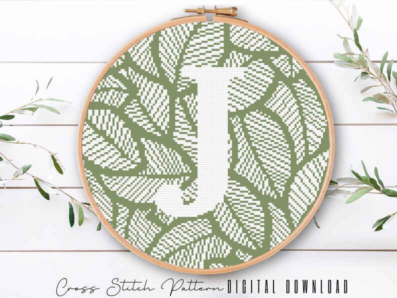 Letter J Cross Stitch Alphabet Pattern Modern Monogram - Etsy