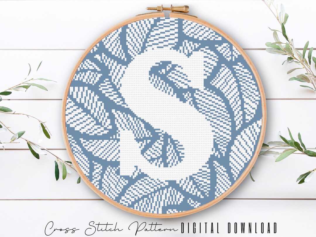 Letter S, Cross Stitch Alphabet Pattern, Modern Monogram, Counted Cross ...