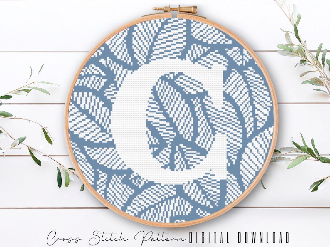 Letter C Cross Stitch Pattern: Modern Floral Monogram (digital Download ...