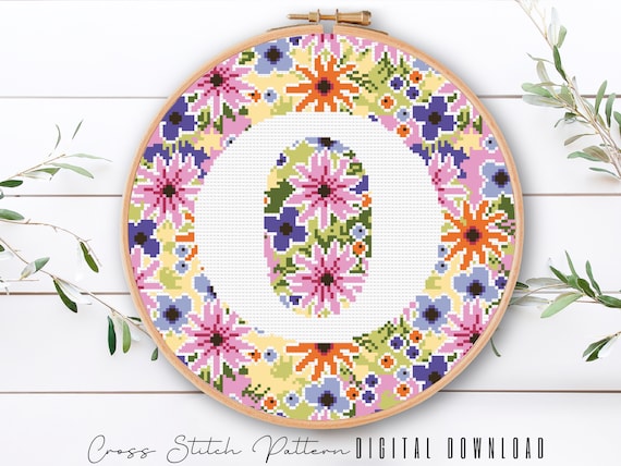 Letter O Cross Stitch Alphabet Pattern Modern Monogram - Etsy