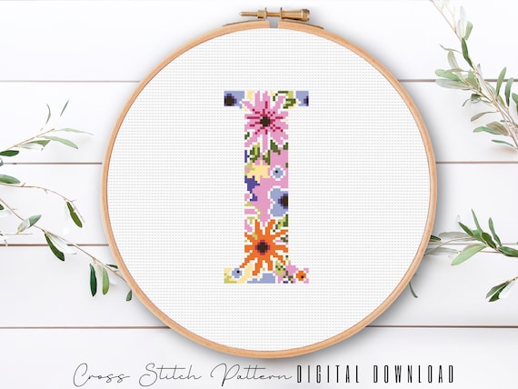 Letter I Cross Stitch Alphabet Pattern Modern Monogram - Etsy