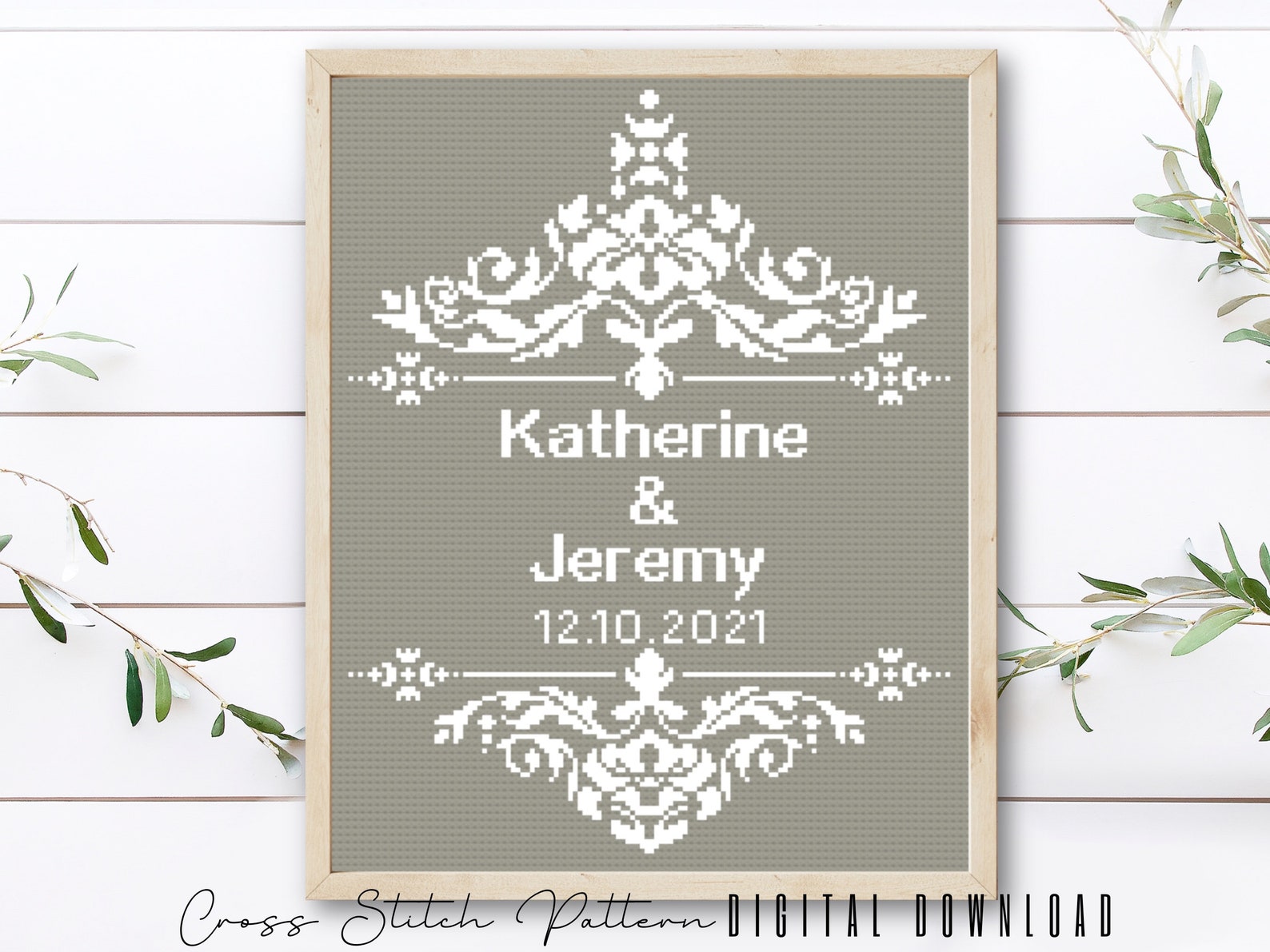 Wedding Modern Cross Stitch Pattern Personalized Counted - Etsy