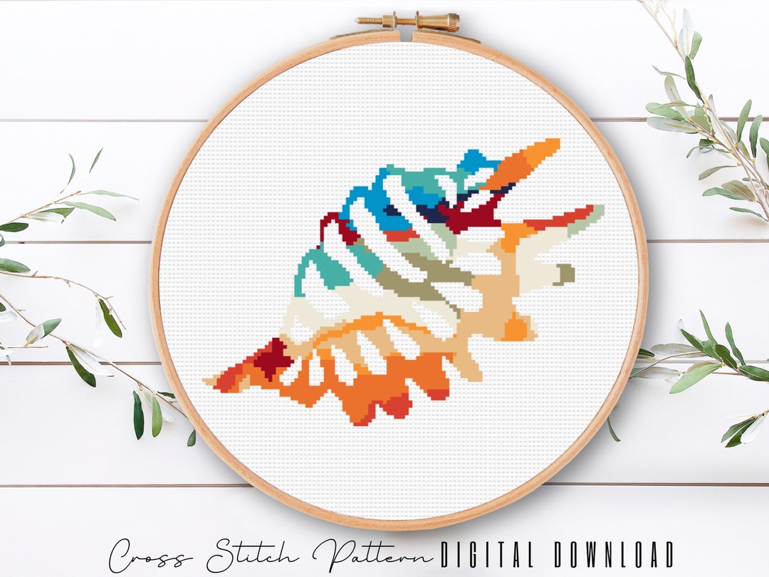 Modern Sea Life Cross Stitch Pattern, Sea Shell Cross Stitch, Ocean ...