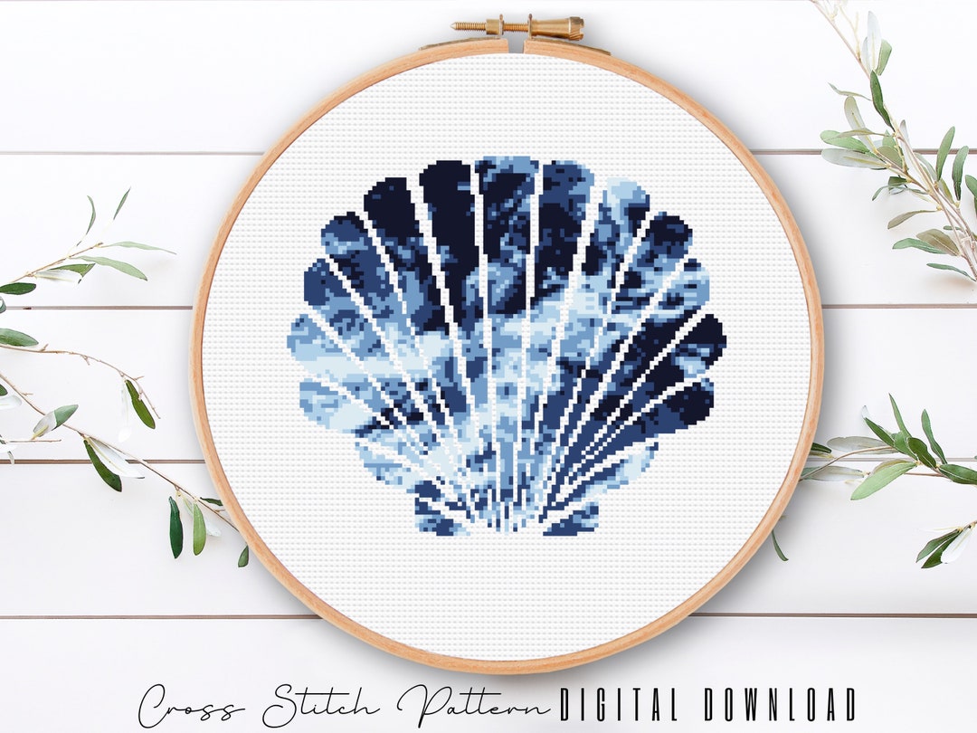 Sea Shell Cross Stitch Pattern: Modern Ocean Waves (digital Download ...