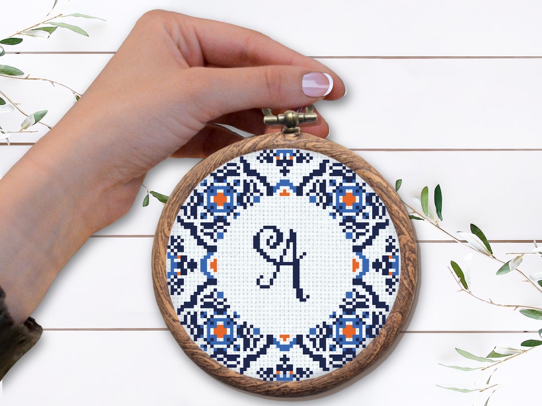 Monogram Cross Stitch Pattern: Easy Initial Embroidery (digital ...
