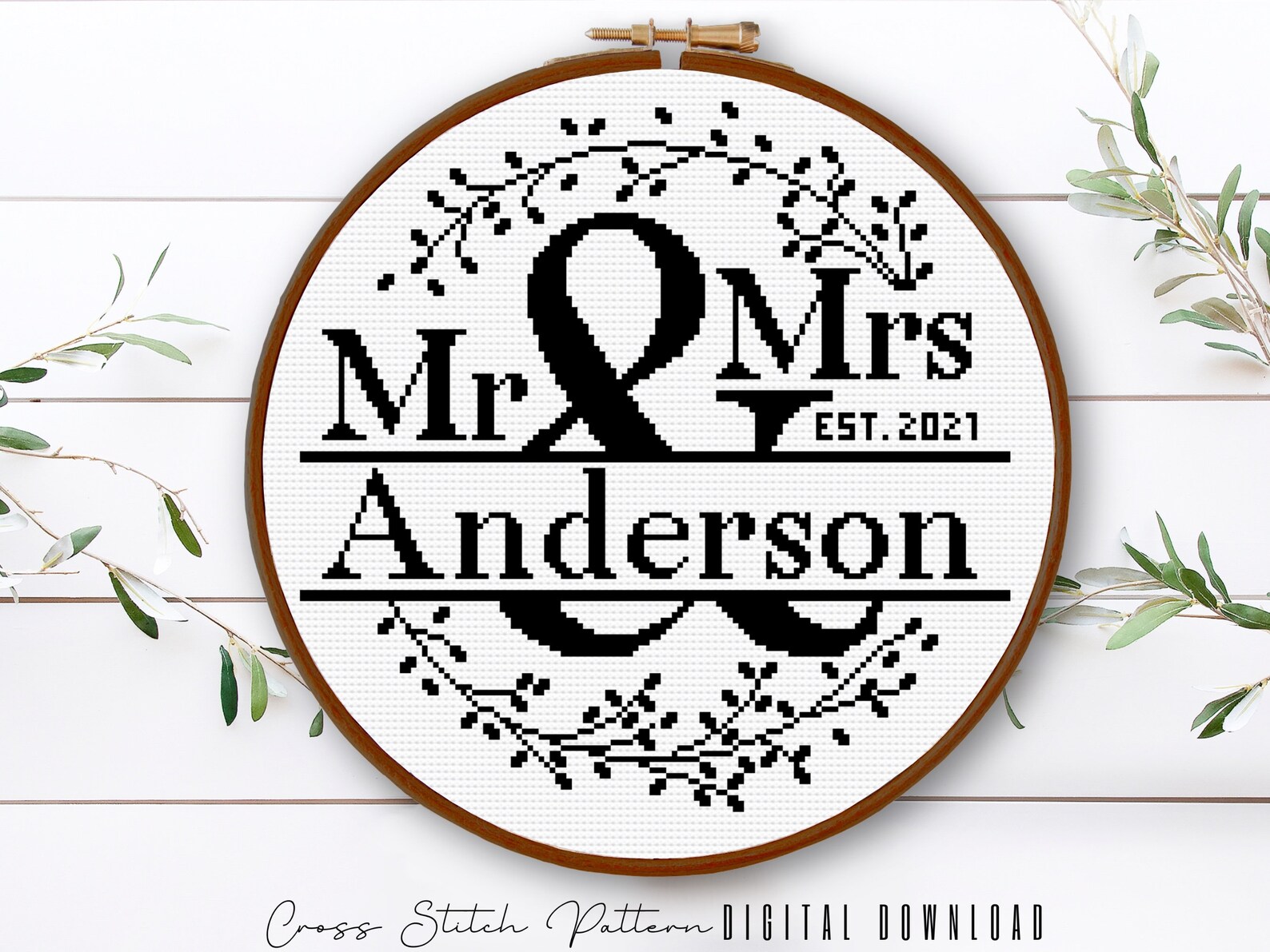 Wedding Modern Cross Stitch Pattern Personalized Counted - Etsy