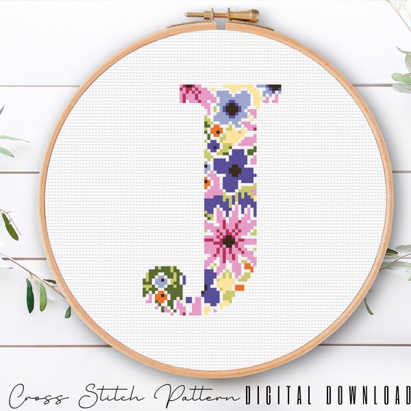 Letter J Embroidery - Etsy