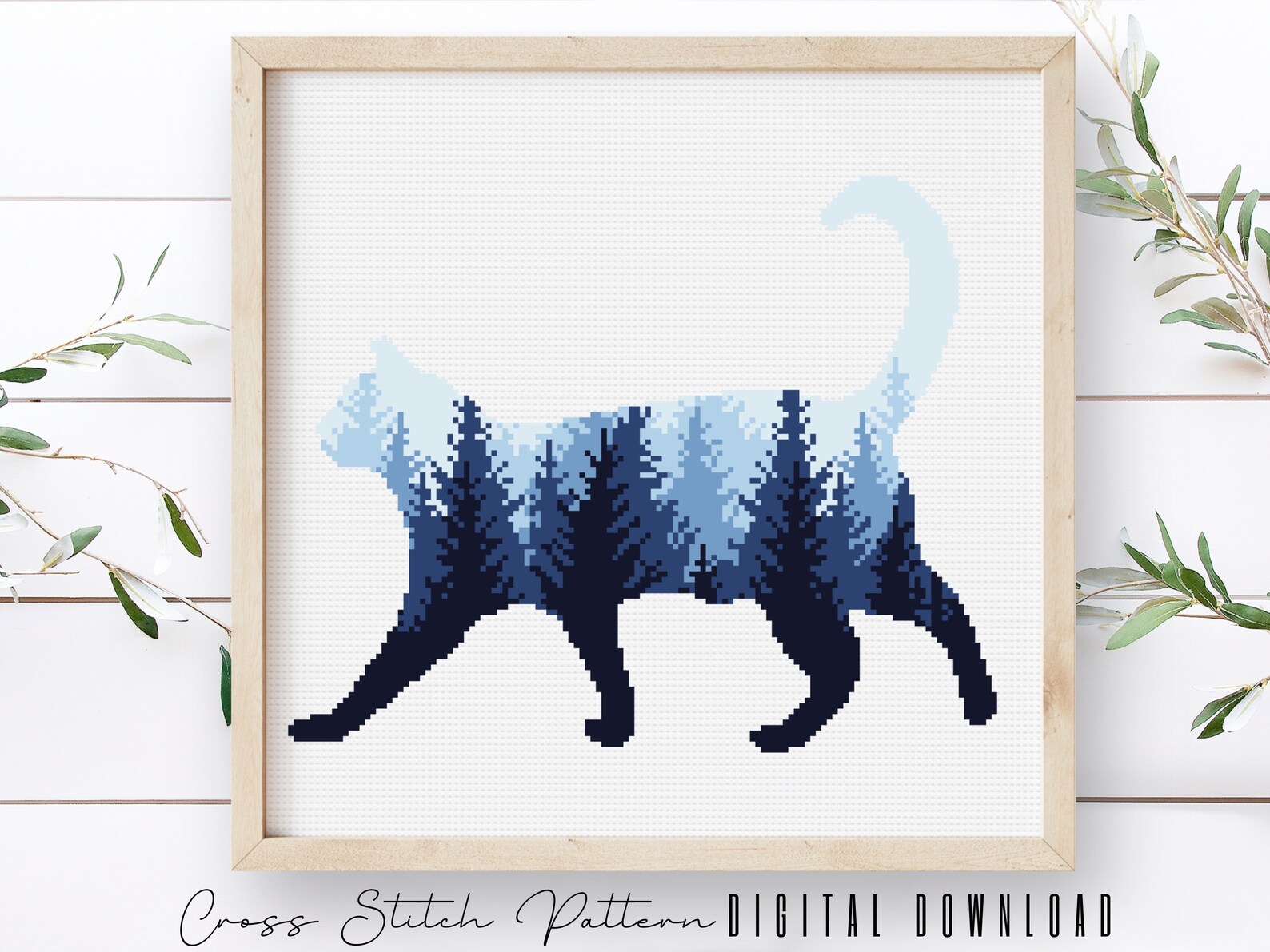 Cat Cross Stitch Pattern Animal Silhouette Counted Cross - Etsy