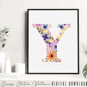 Letter Y, Cross Stitch Alphabet Pattern, Modern Monogram, Counted Cross ...