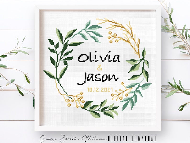Wedding Modern Cross Stitch Pattern Personalized Counted - Etsy