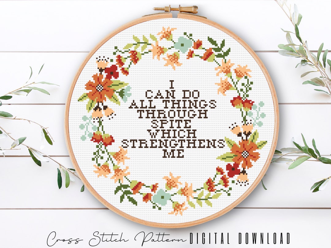 Floral Sassy Cross Stitch Pattern: Feminist Embroidery (digital ...