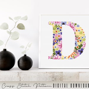Letter D Cross Stitch Alphabet Pattern Modern Monogram - Etsy