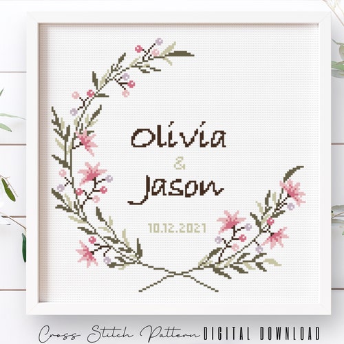 Wedding Modern Cross Stitch Pattern Personalized Counted - Etsy