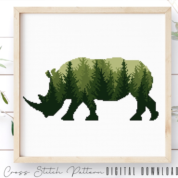 Rhinoceros Cross Stitch - Etsy