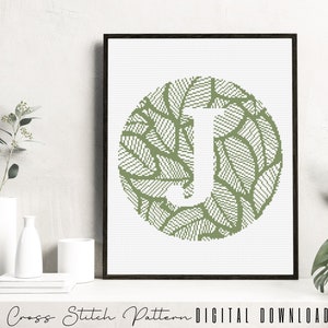 Letter J, Cross Stitch Alphabet Pattern, Modern Monogram, Counted Cross ...